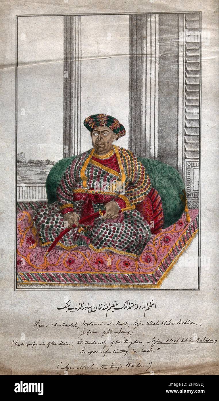 Azim-ullah Khān Bahādur, the King's barber. Gouache painting by a ...