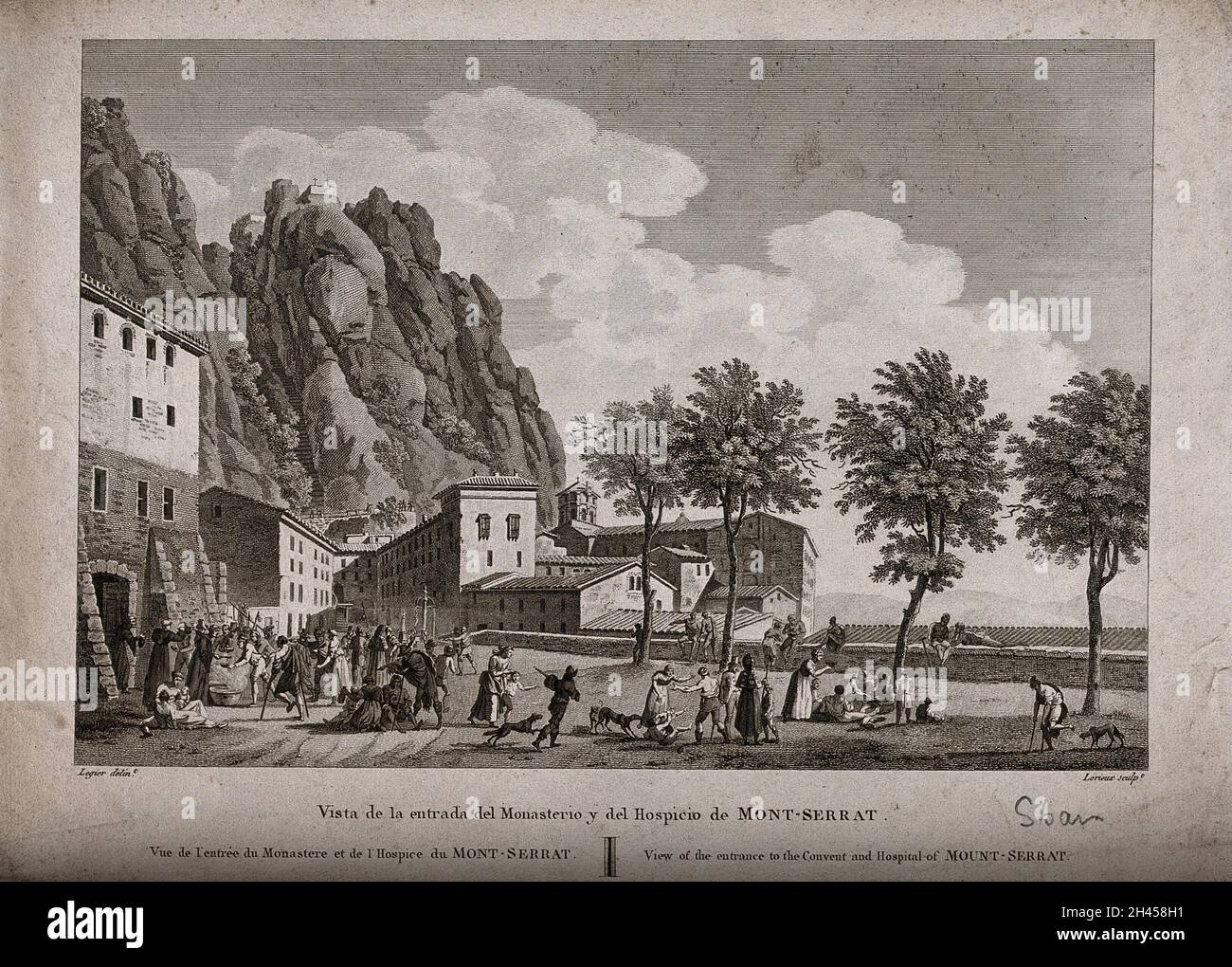 The monastery and hospice, Montserrat, Spain: lame and hungry pilgrims ...