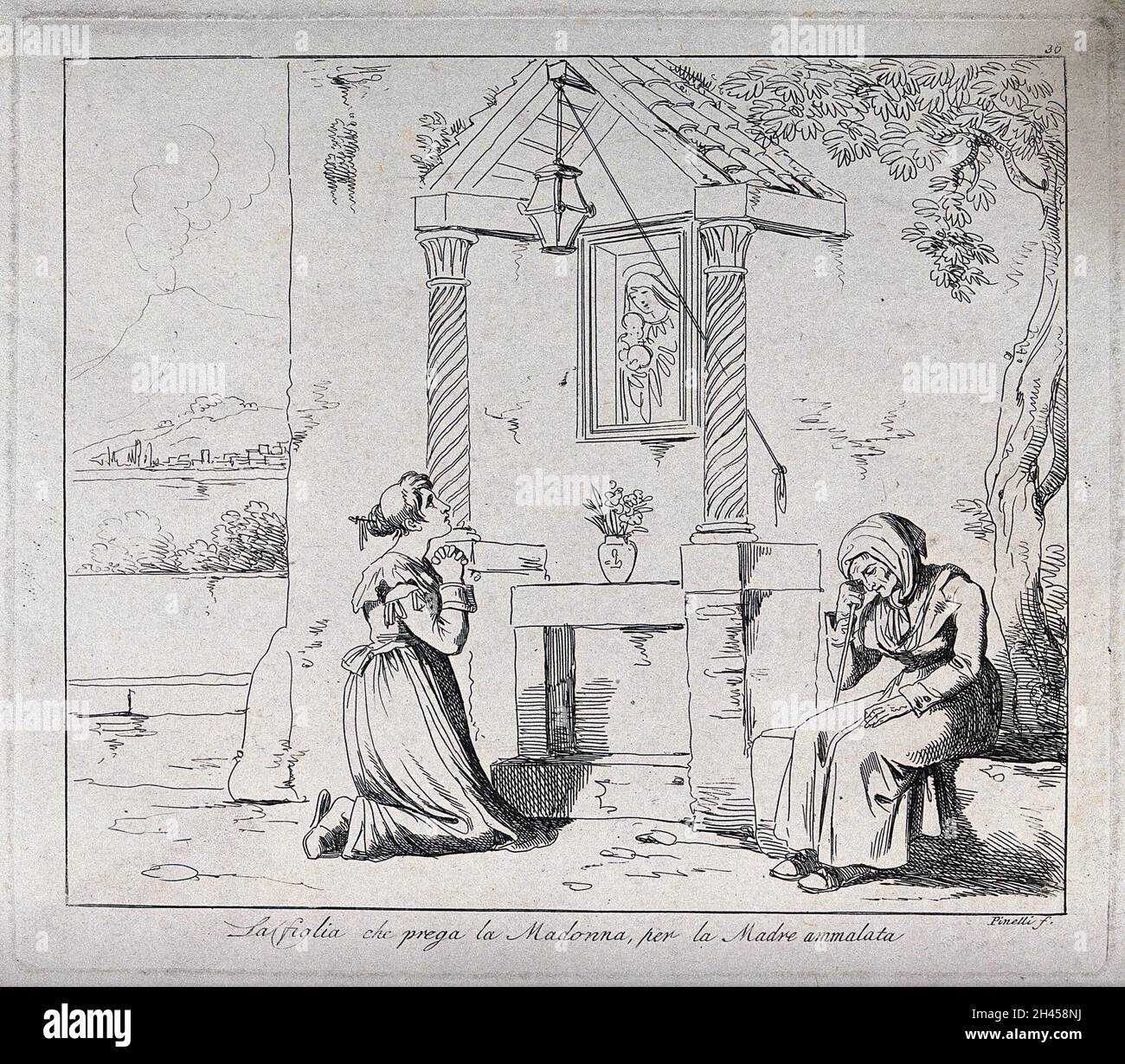 Saint Mary (the Blessed Virgin). Etching by B. Pinelli Stock Photo - Alamy