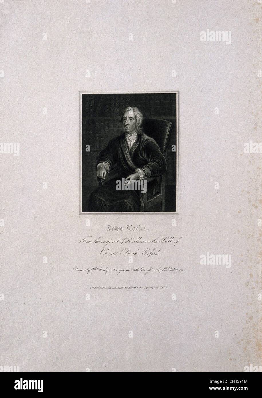John Locke. Stipple engraving by H. Robinson, 1832, after Sir G ...