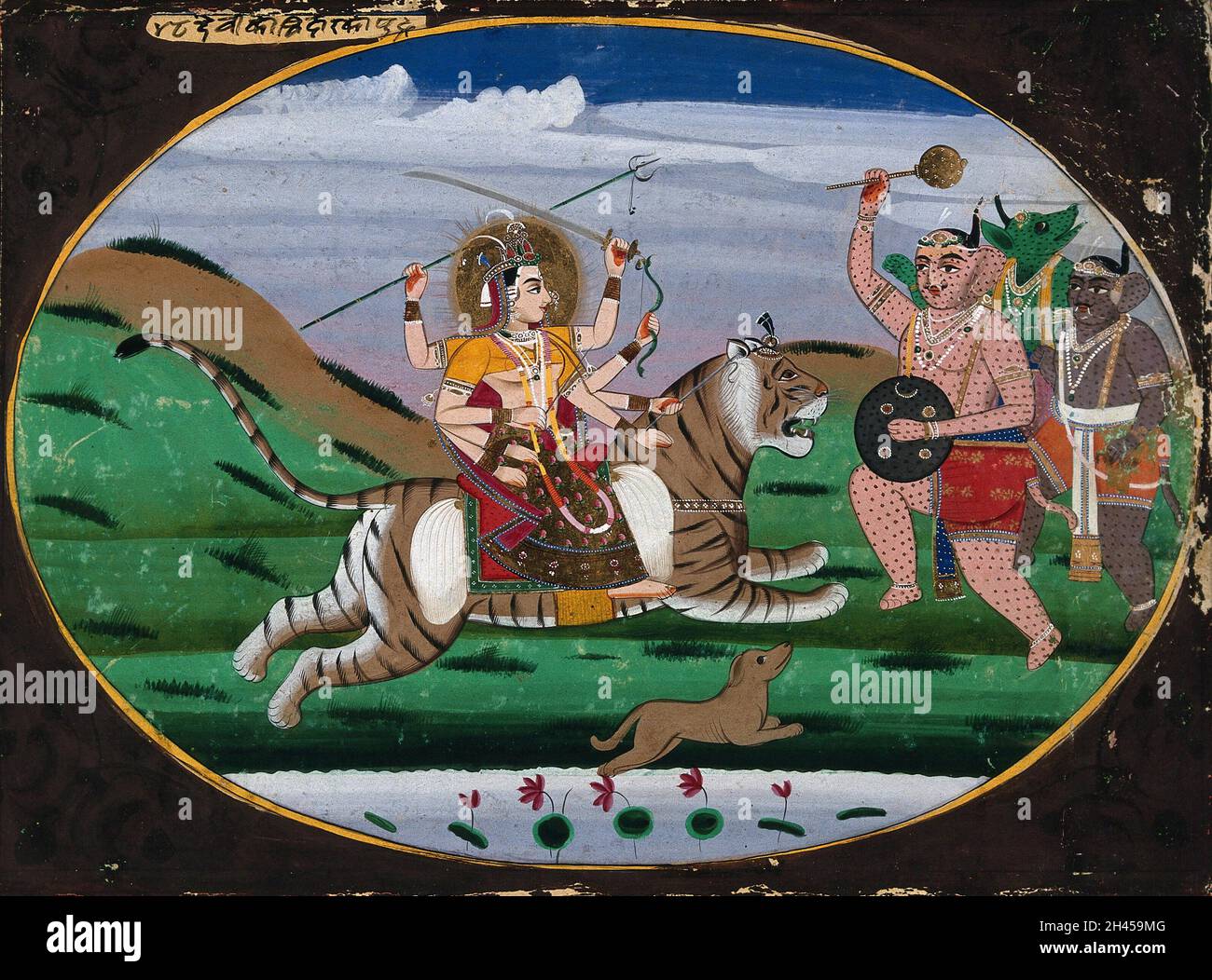 Durga in her manifestation as Chamunda prepares to battle the demons ...