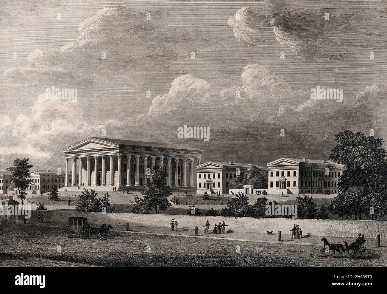 Girard College, Philadelphia. Line engraving by A.W. Graham Stock Photo ...
