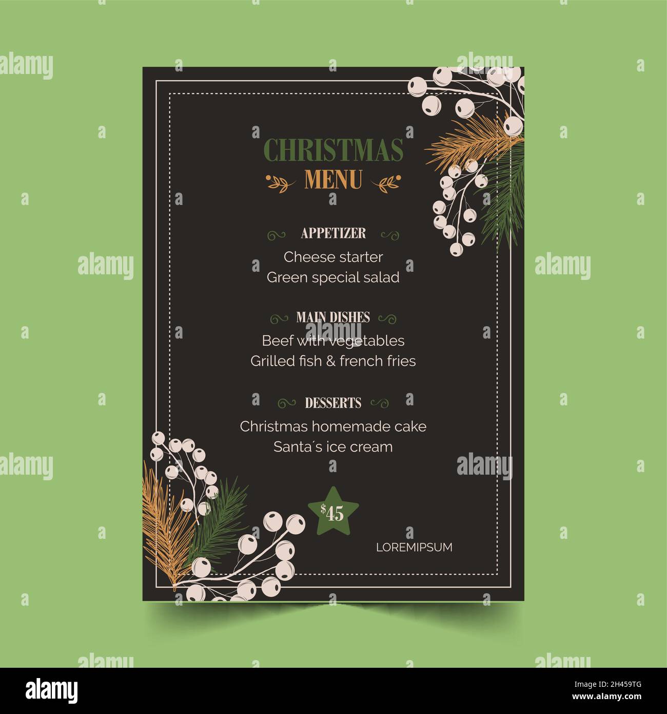 vintage christmas menu template vector design illustration Stock Vector ...