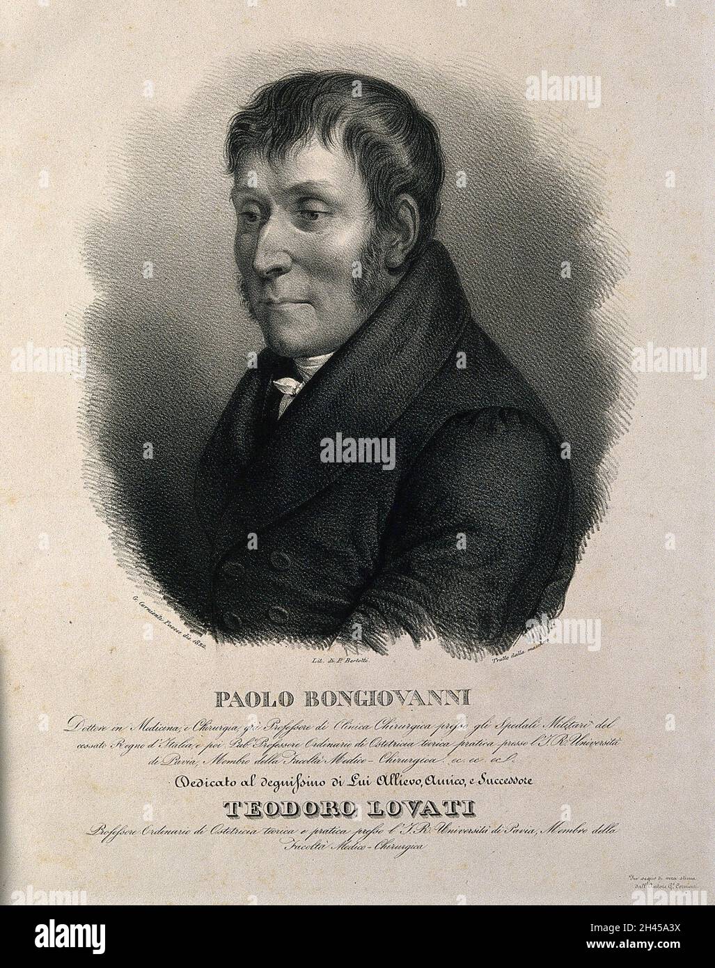 Paolo Bongiovanni. Lithograph by P. Bertotti after G. Cornienti, 1832 ...
