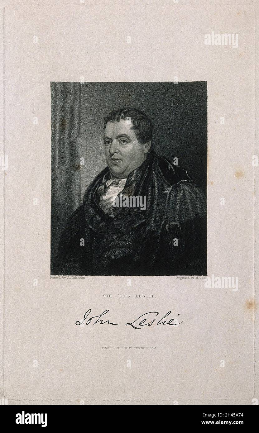 Sir John Leslie. Stipple engraving by H. Cook, 1847, after A. Chisholm ...