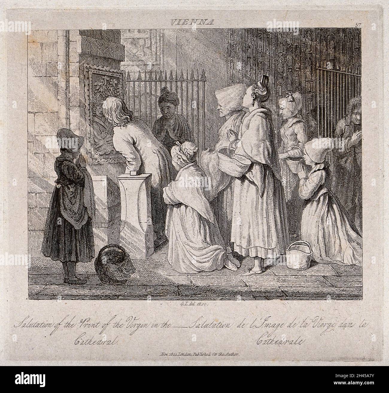 Saint Mary (the Blessed Virgin). Etching by G.L., 1822 Stock Photo - Alamy