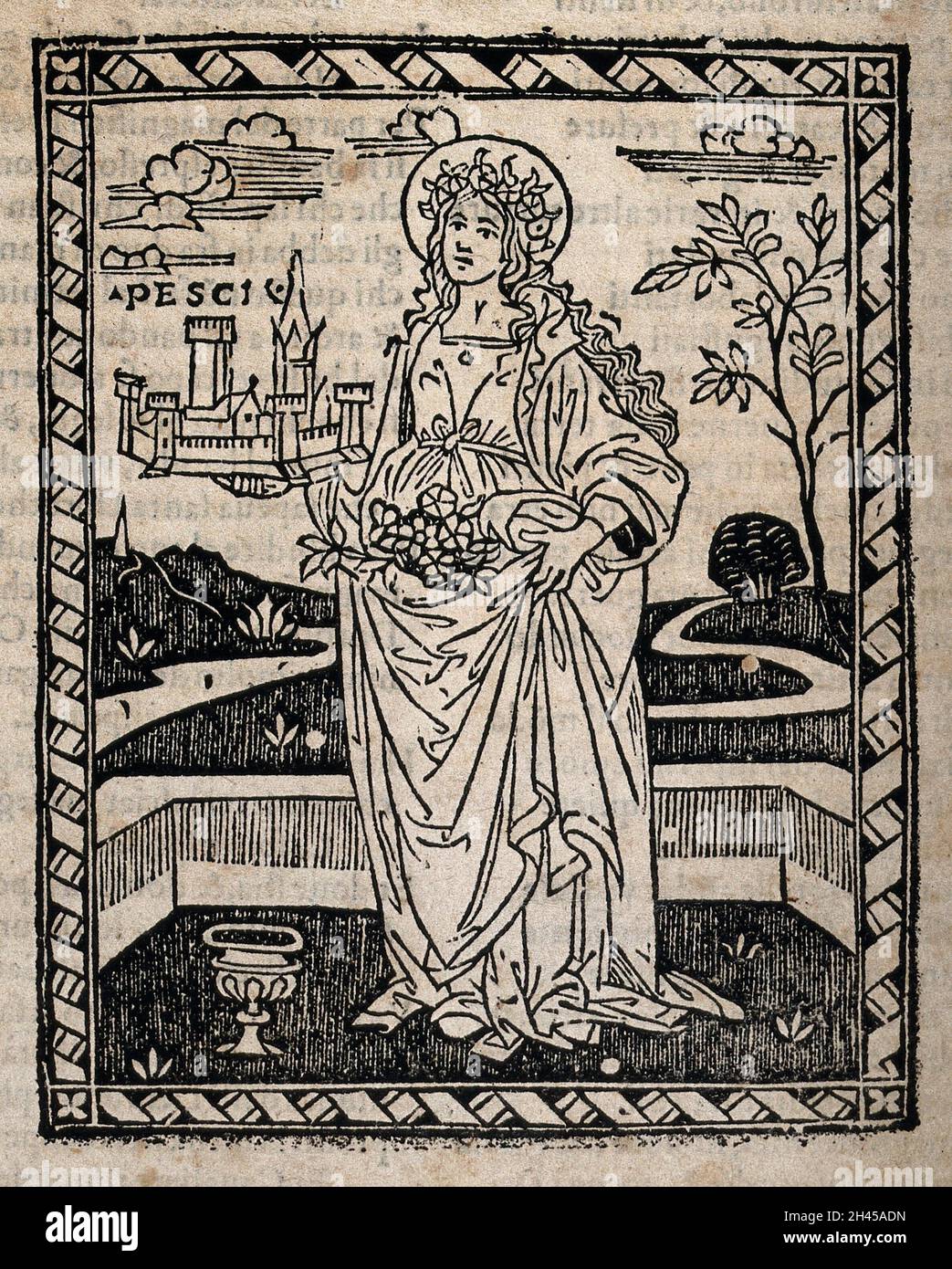 Saint Dorothy. Woodcut Stock Photo - Alamy
