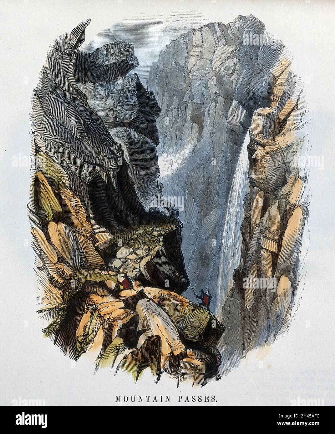 Geography: rapids in North America. Coloured wood engraving by C ...