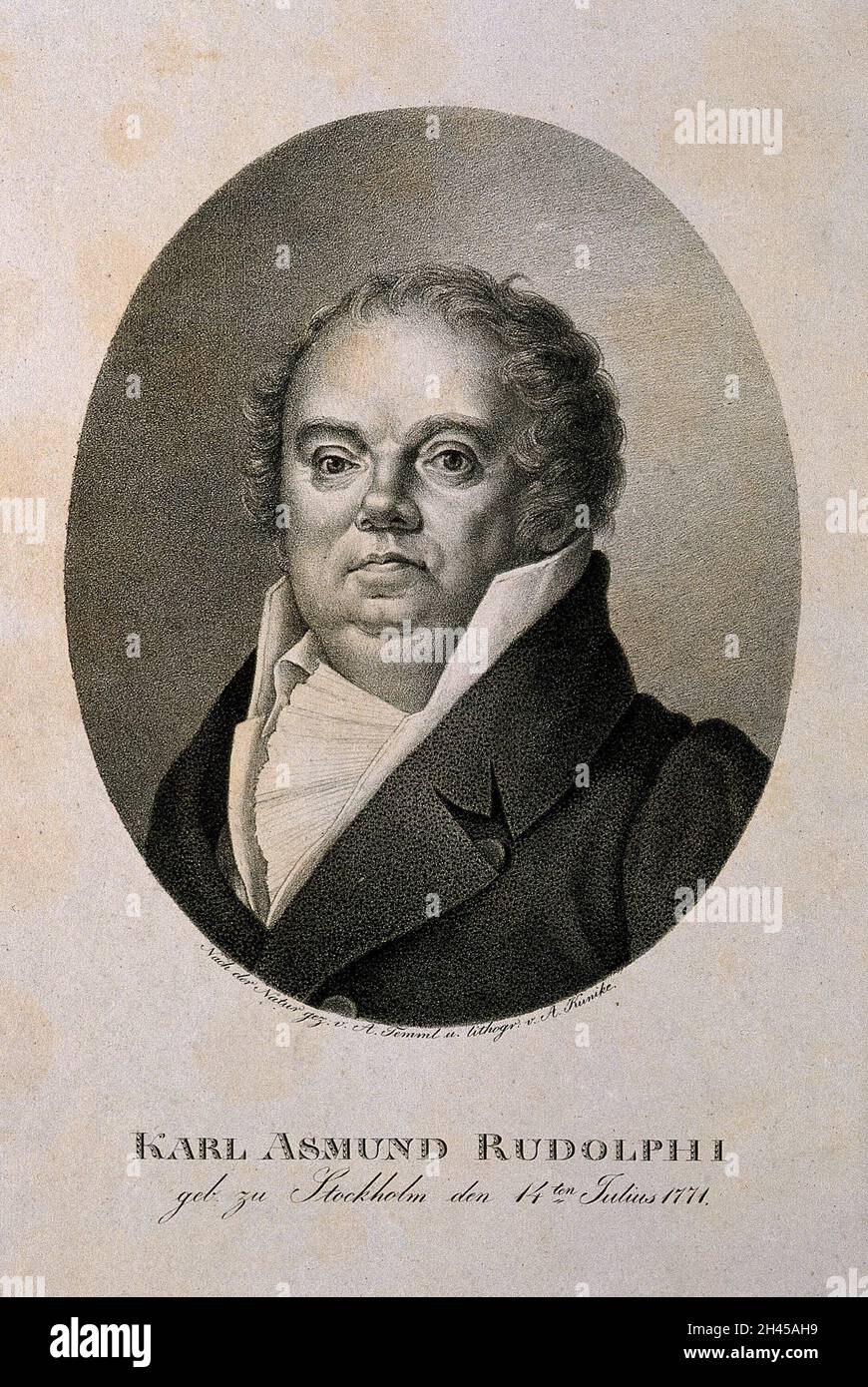 Karl Asmund Rudolphi. Lithograph by A. Kunike after A. Temmel Stock ...