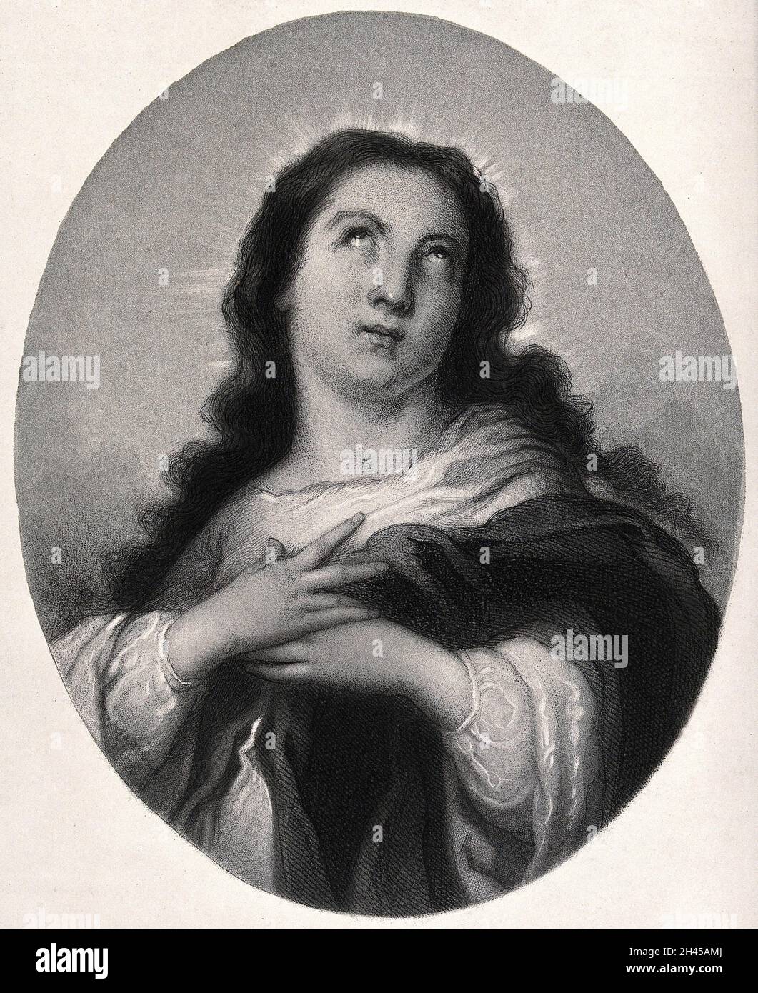 Saint Mary (the Blessed Virgin). Lithograph Stock Photo - Alamy