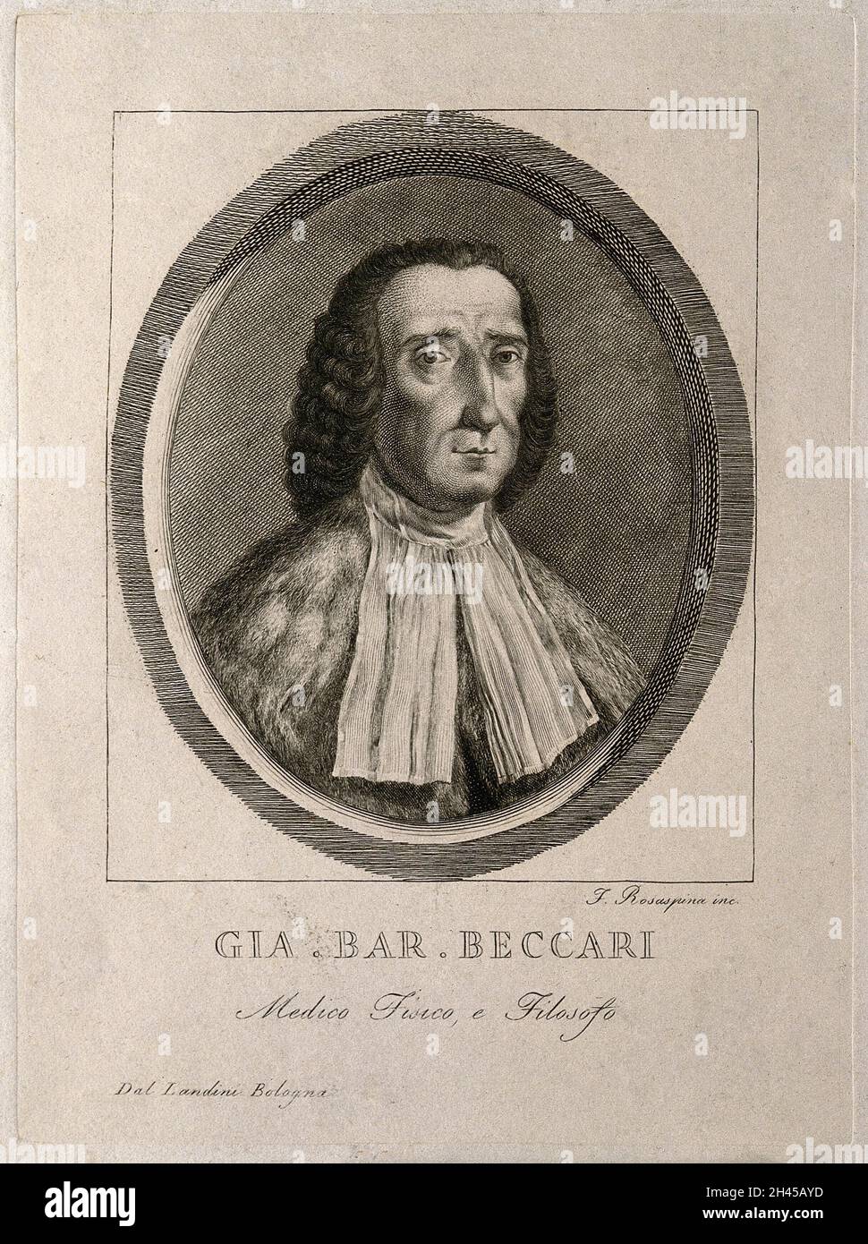 Jacopo Bartolomeo Beccari. Line engraving by F. Rosaspina Stock Photo ...