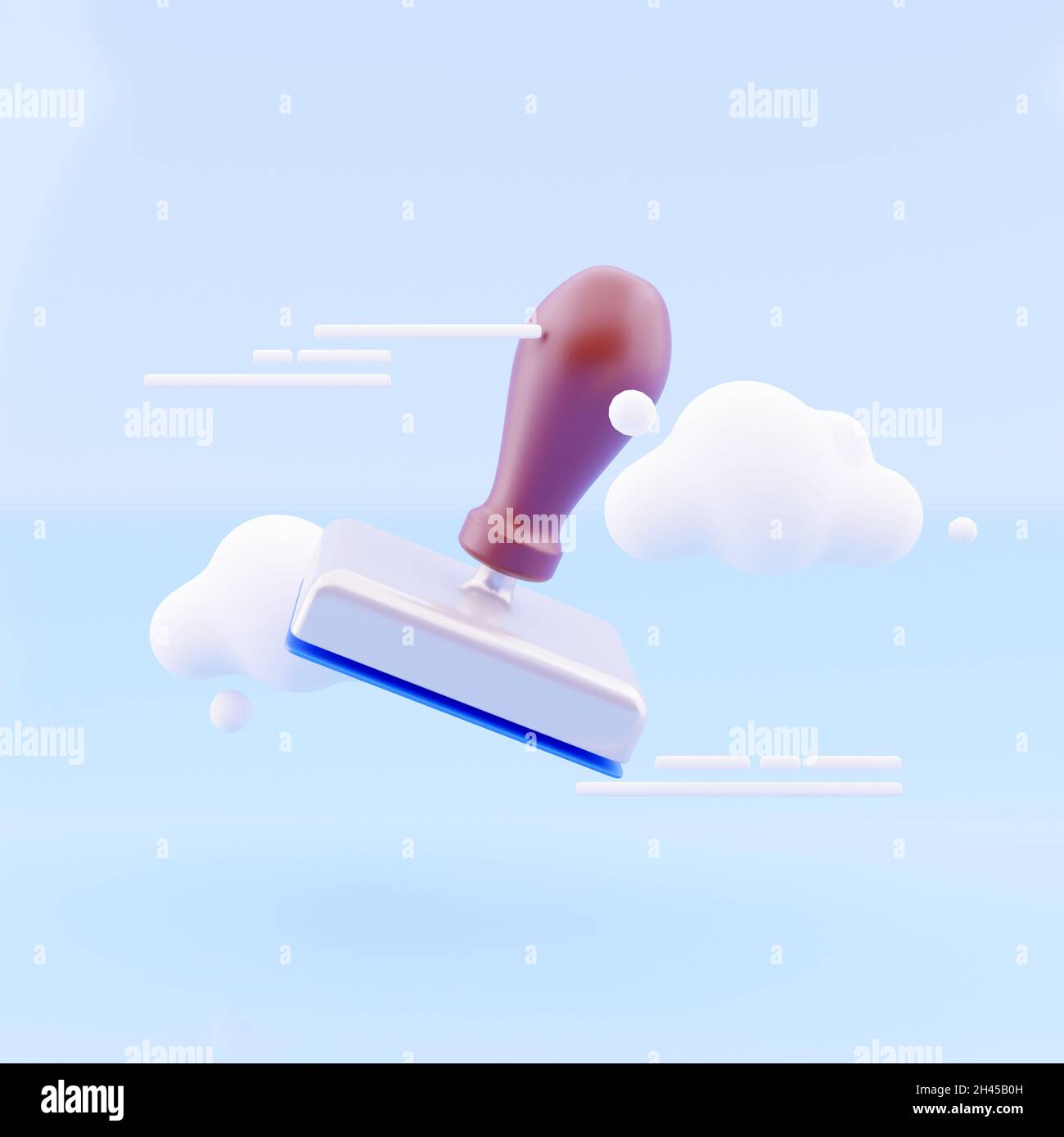 3d render stamp with cloud on blue background. 3d illustration of stamp ...