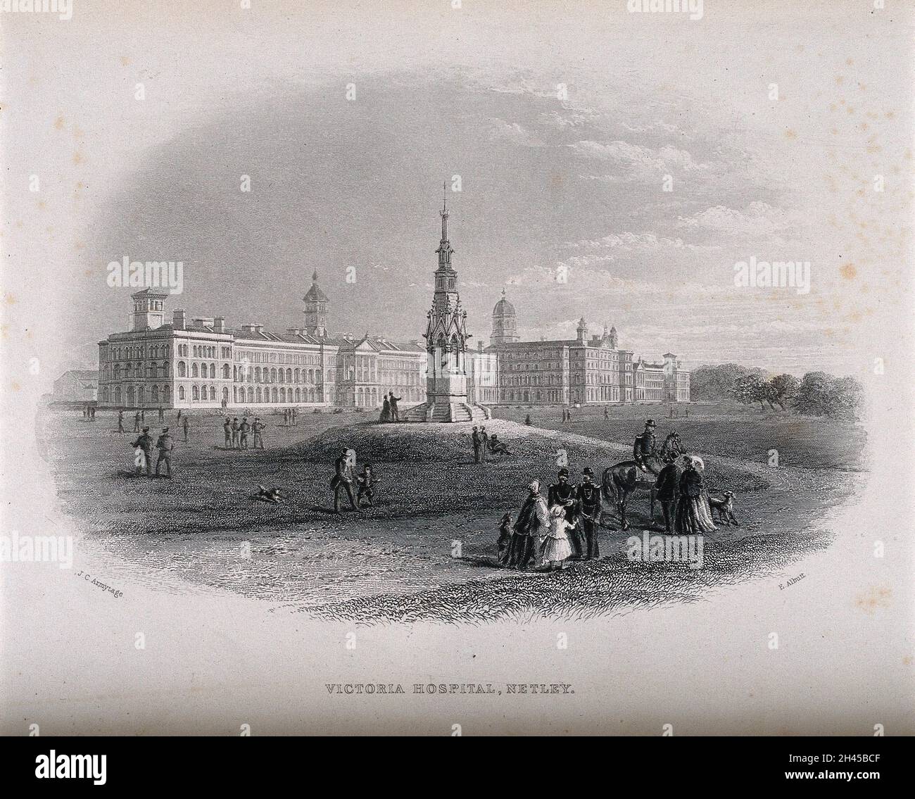Victoria Hospital, Netley, Hampshire. Line engraving by E. Albutt after ...