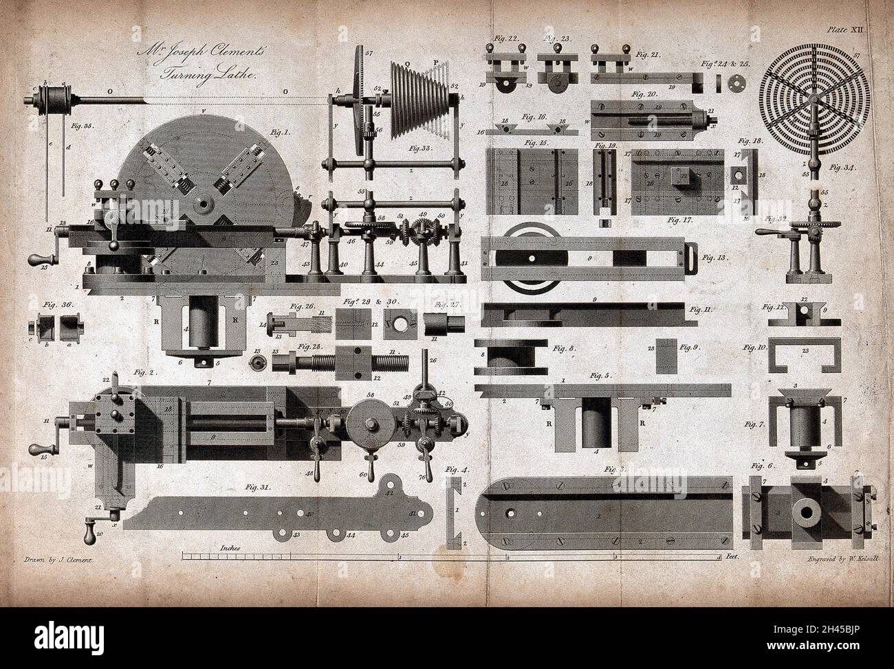 Engineering: Joseph Clement's constant-speed facing lathe, elevation ...