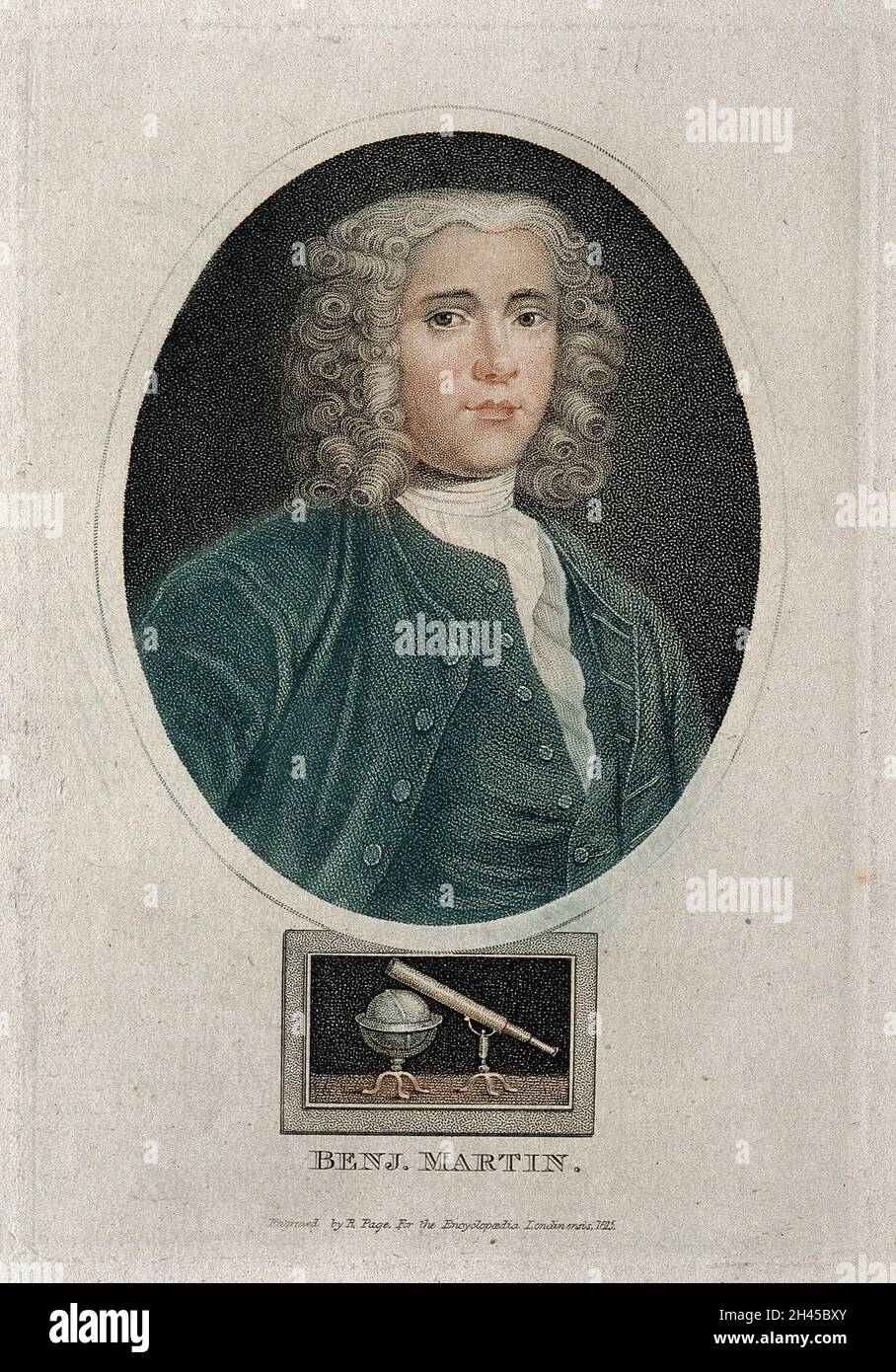 Benjamin Martin. Coloured stipple engraving by R. Page, 1815 Stock ...