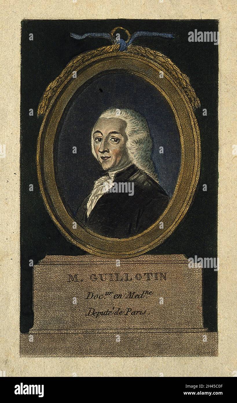 Joseph Ignace Guillotin. Coloured stipple engraving Stock Photo - Alamy