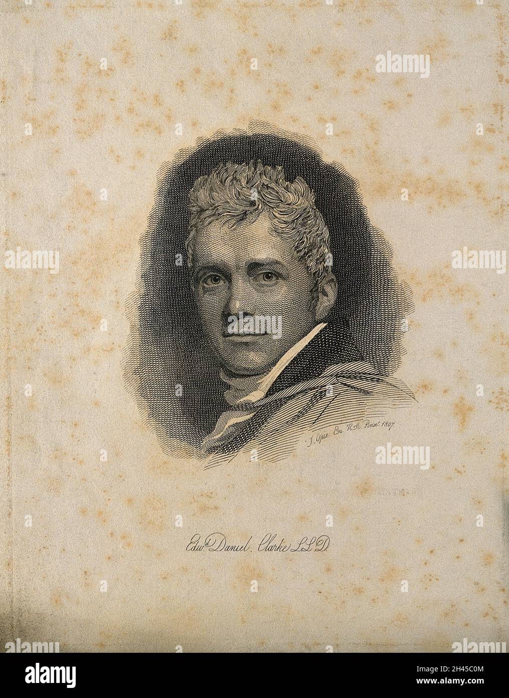 Edward Daniel Clarke. Line engraving by Mrs D. Turner, 1824, after J ...