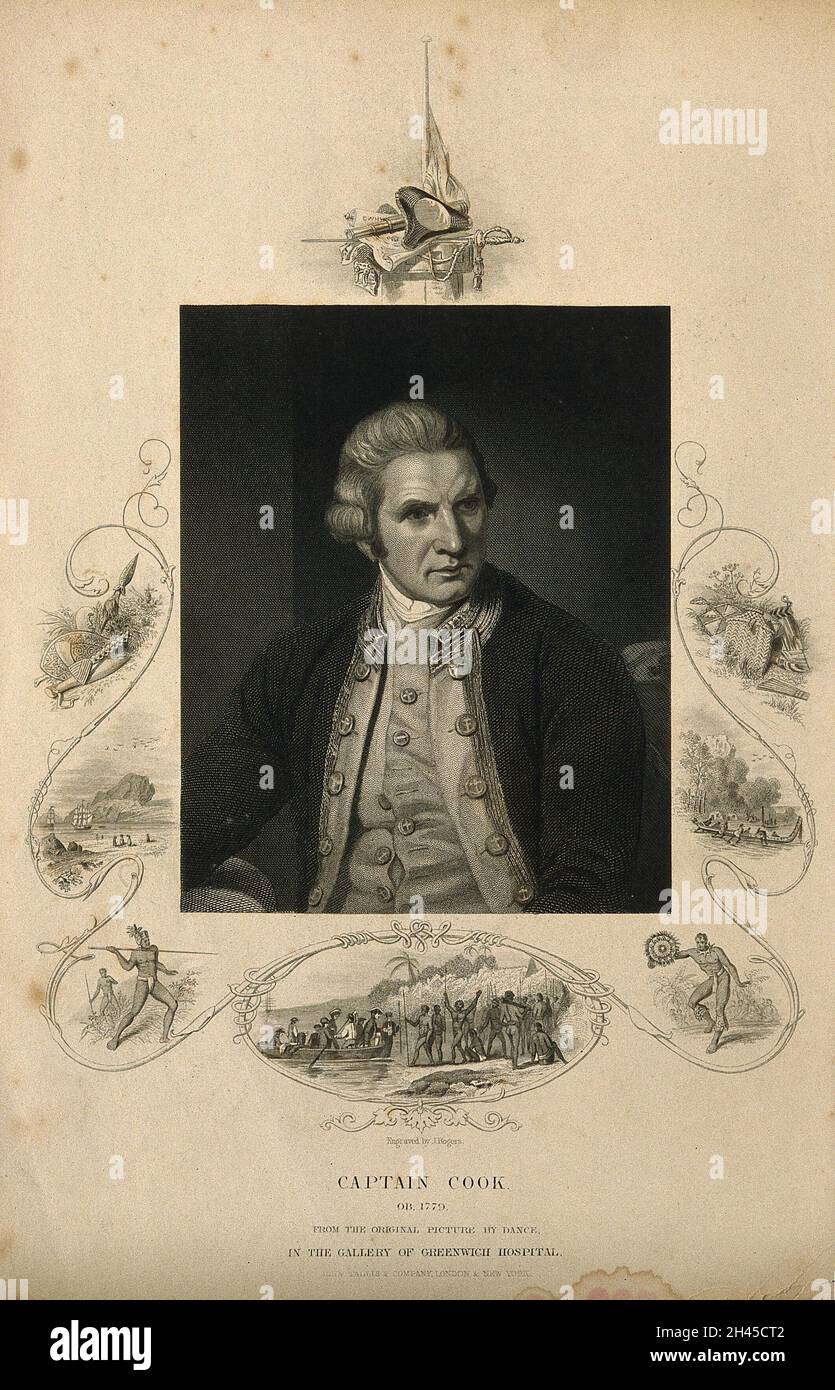 James Cook. Engraving by J. Rogers after Sir N. Dance-Holland, 1776 ...