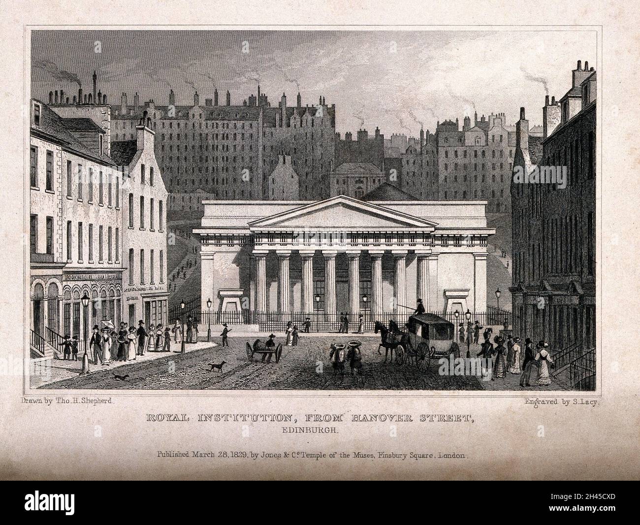 The Royal Institution with Edinburgh cityscape behind, Scotland. Line ...