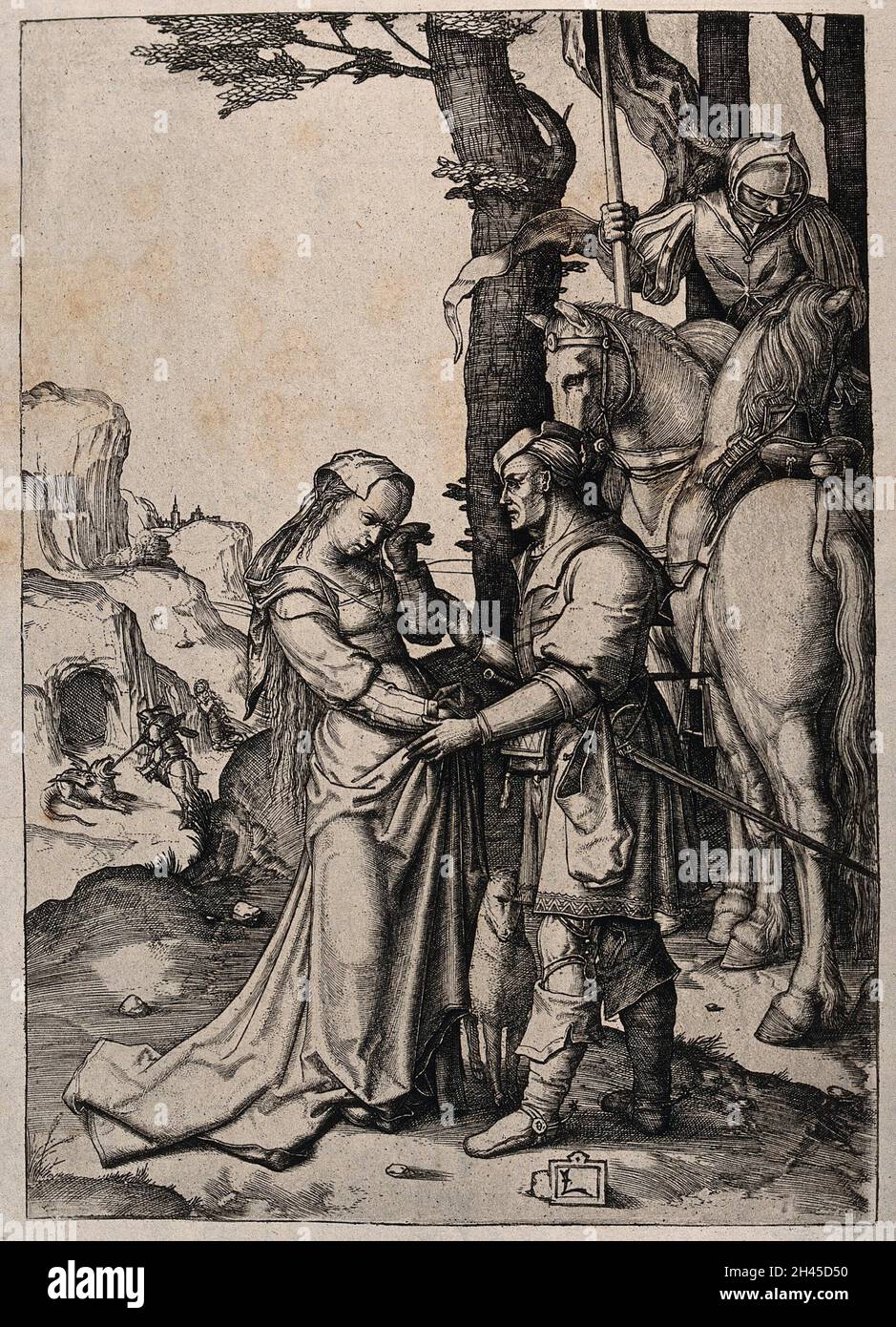 Saint George, the princess whom he has rescued, and his fight with the ...