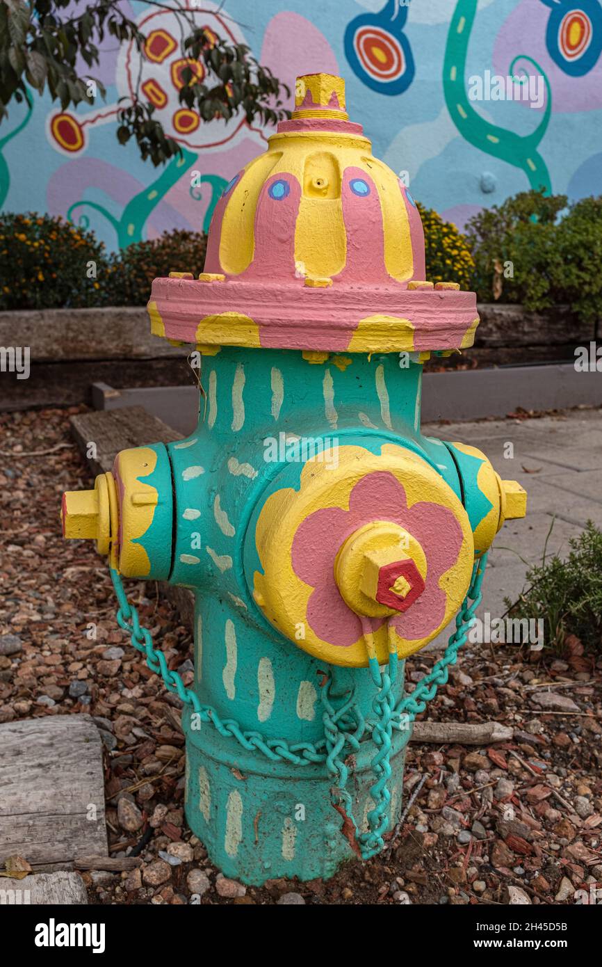 painted fire hydrant in downtown Albuquerque, New Mexico Stock Photo ...