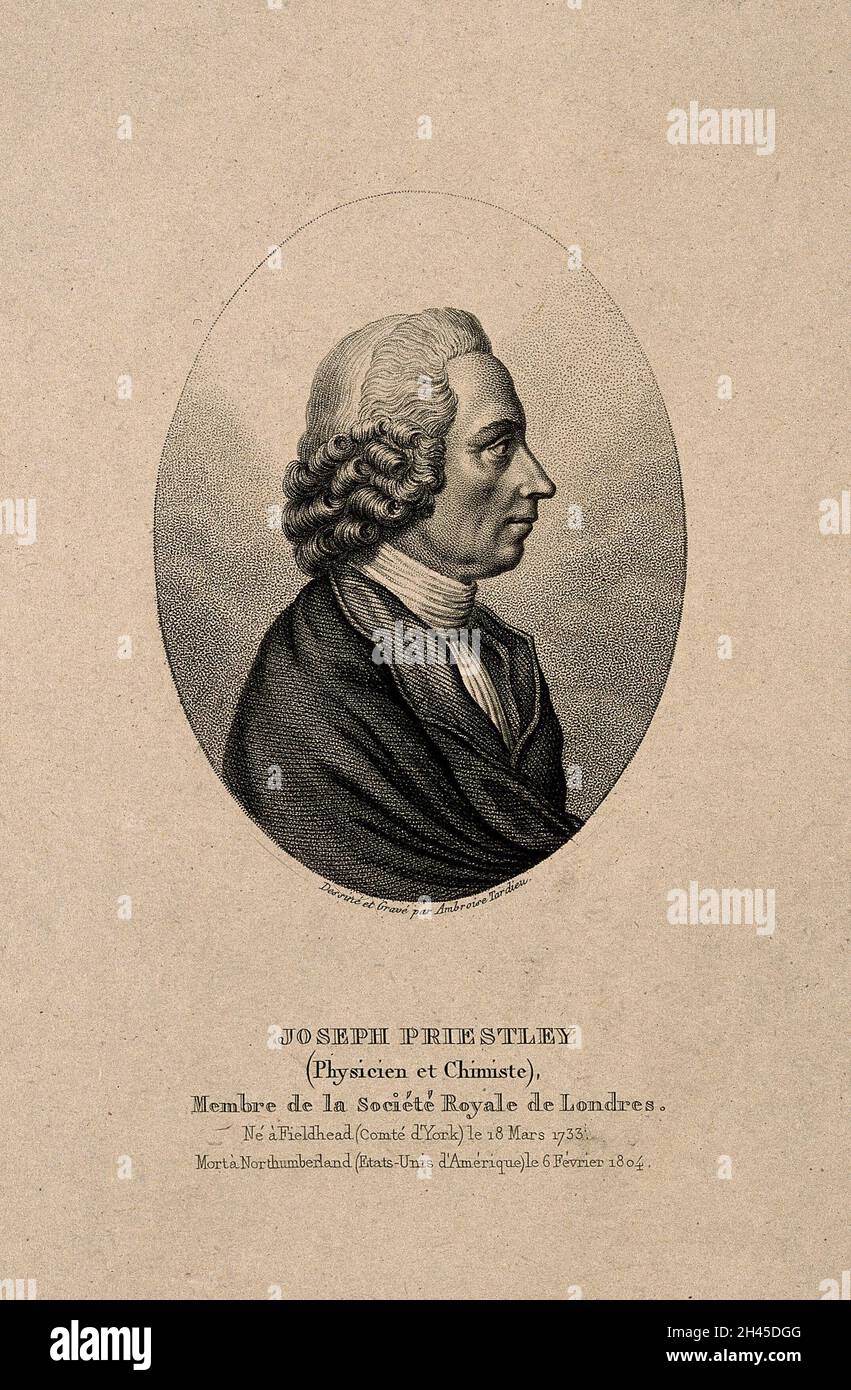 Joseph Priestley. Stipple engraving by A. Tardieu after himself Stock ...
