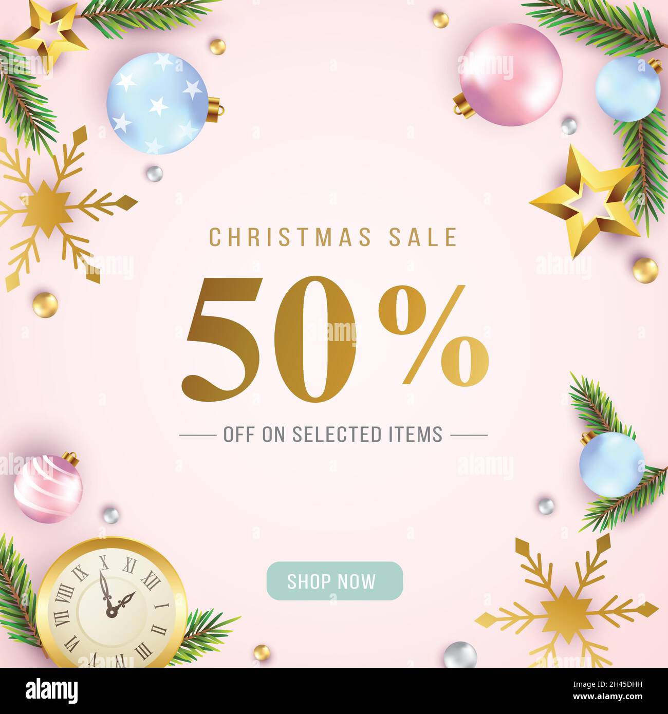 realistic christmas sale pastel colors vector design illustration Stock ...