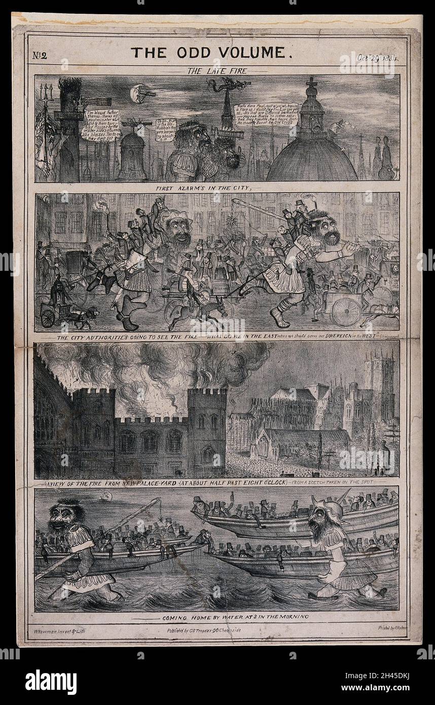 The Houses of Parliament burning and people are rushing to see the fire ...