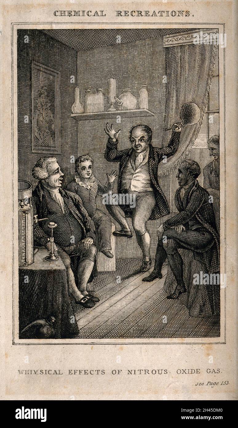 A man dancing and laughing as a result of the effects of nitrous oxide ...