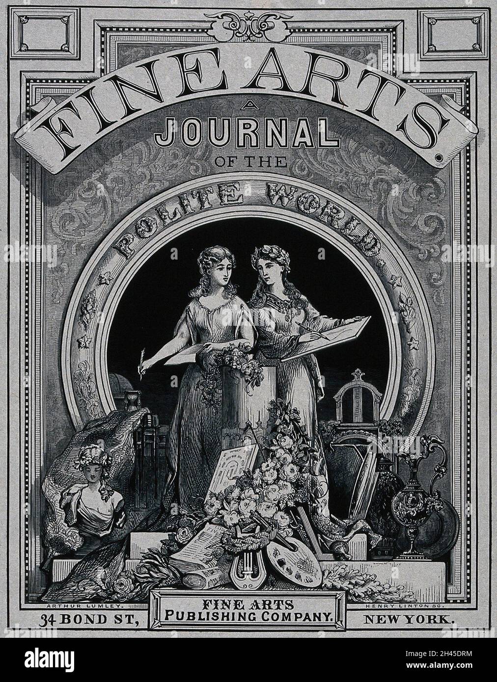 Young women representing poetry and drawing, with examples of sculpture ...