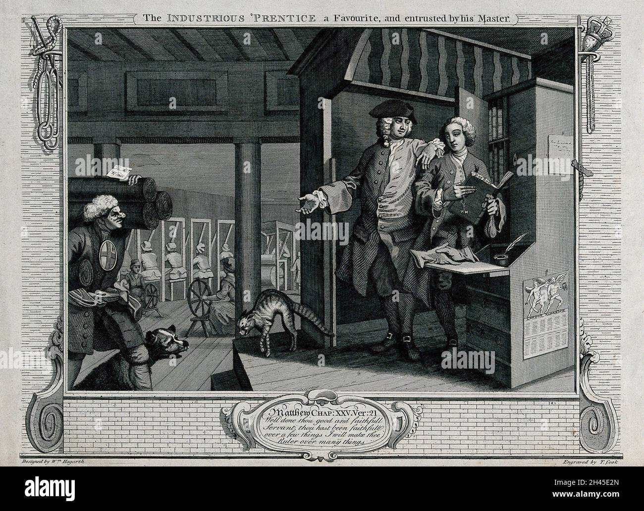 A bewigged Francis Goodchild stands with his master in the counting ...