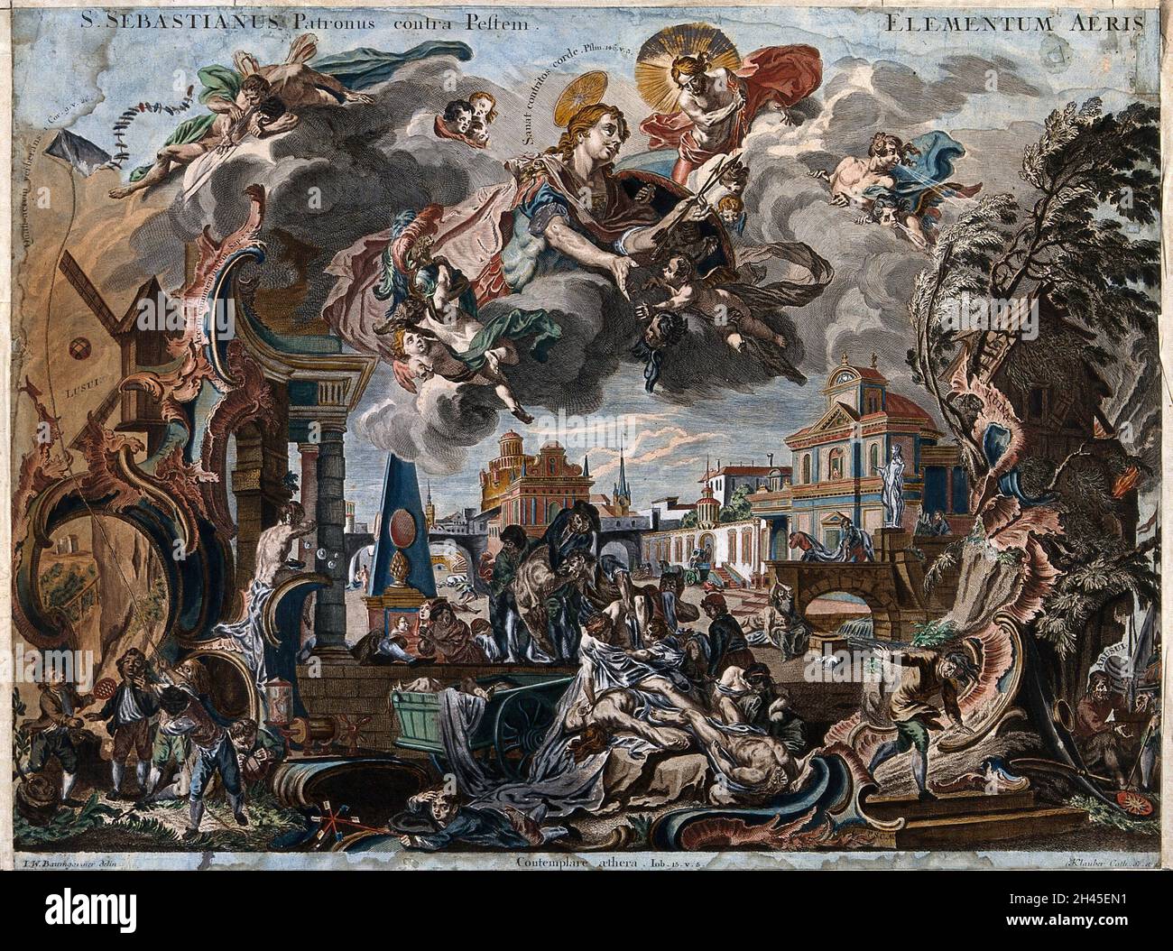 Saint Sebastian. Coloured engraving by J. and J. Klauber after J.W ...