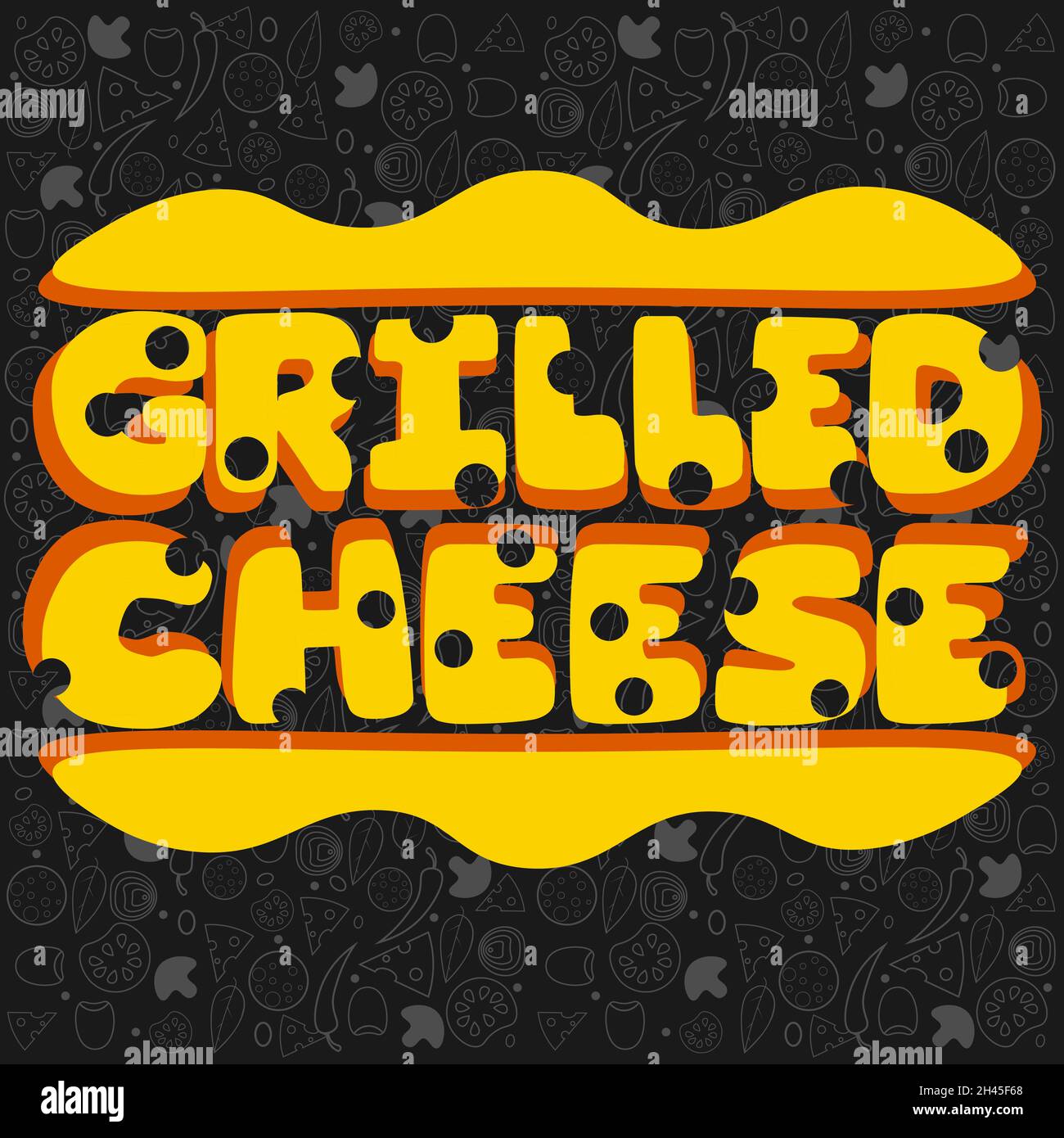 lettering logo of cheese for grilling on a background of a pattern of ...