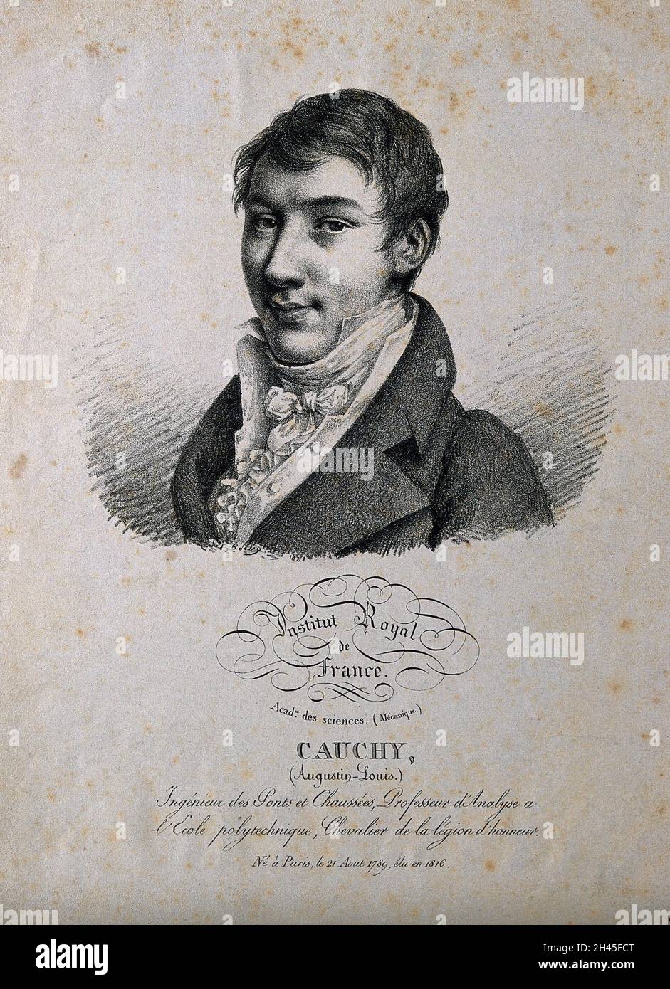 Augustin Louis, Baron Cauchy. Lithograph by J. Boilly, 1821 Stock Photo ...