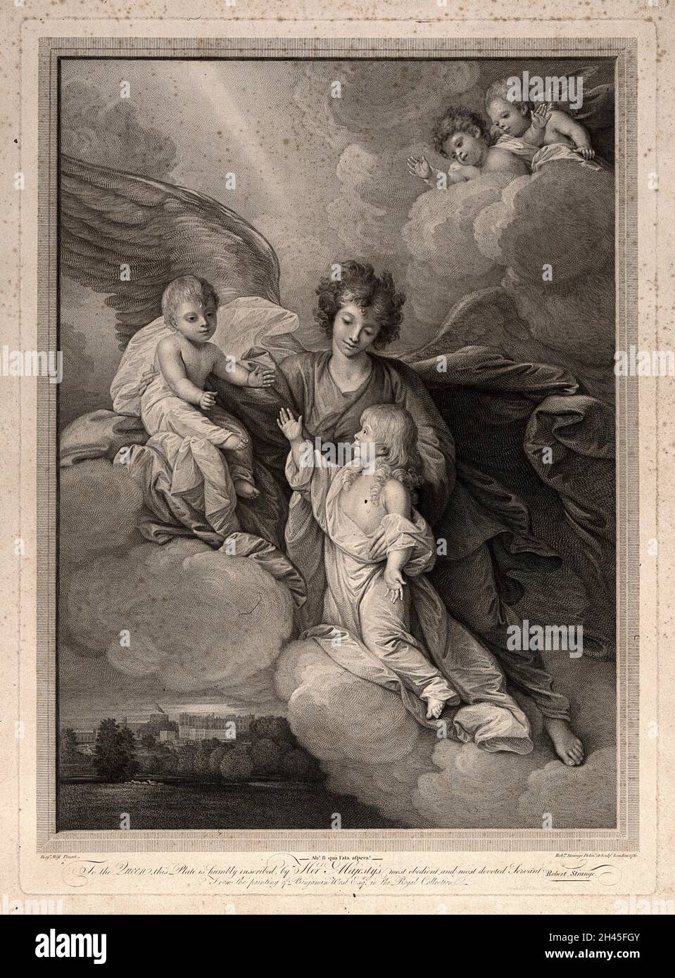 An angel conducting Prince Octavius to heaven on a cloud, where Prince ...