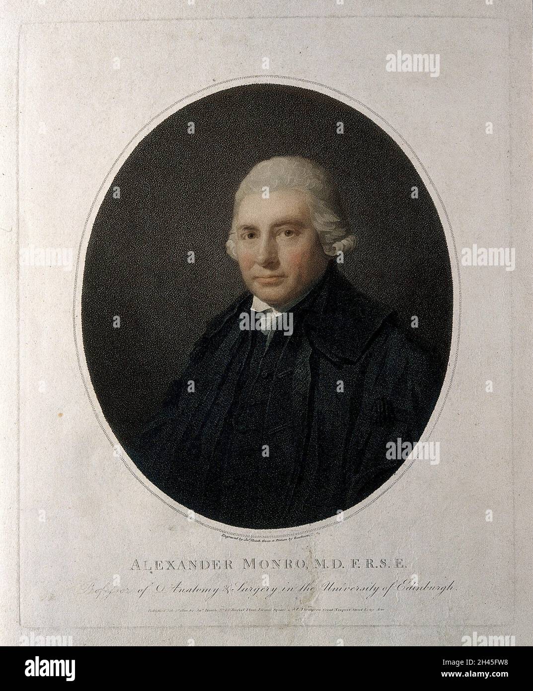 Alexander Monro. Coloured stipple engraving by J. Heath, 1800, after H ...