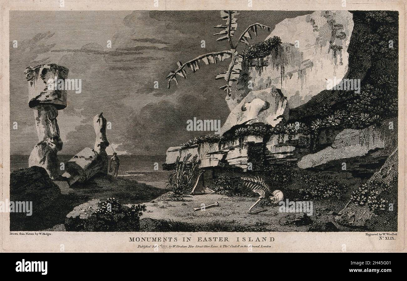 Monuments on Easter Island (Rapa Nui), encountered by Captain Cook on ...