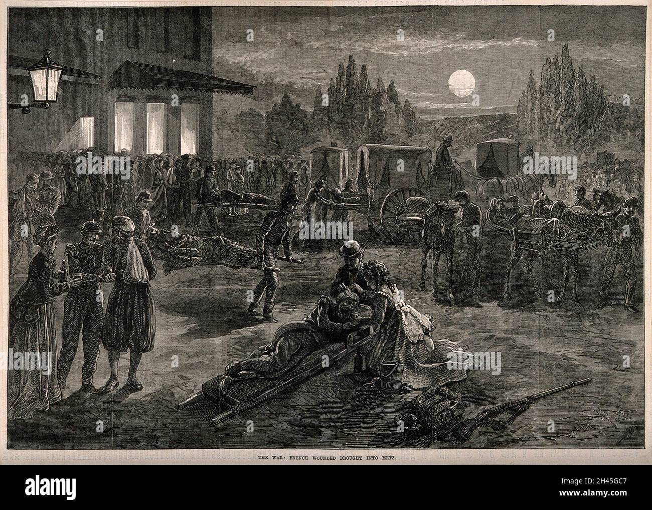 Franco-Prussian War: French wounded being treated at Metz. Wood ...