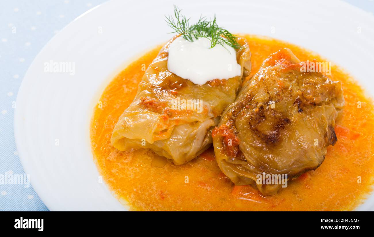 Golubtsy stuffed cabbage Stock Photo - Alamy