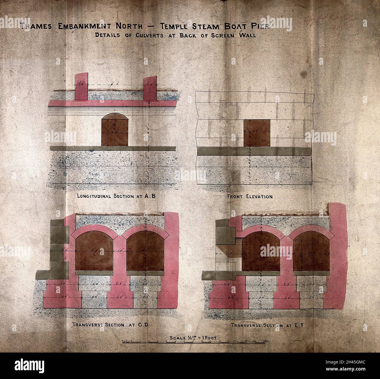 Civil engineering: construction drawings for the Thames Embankment ...