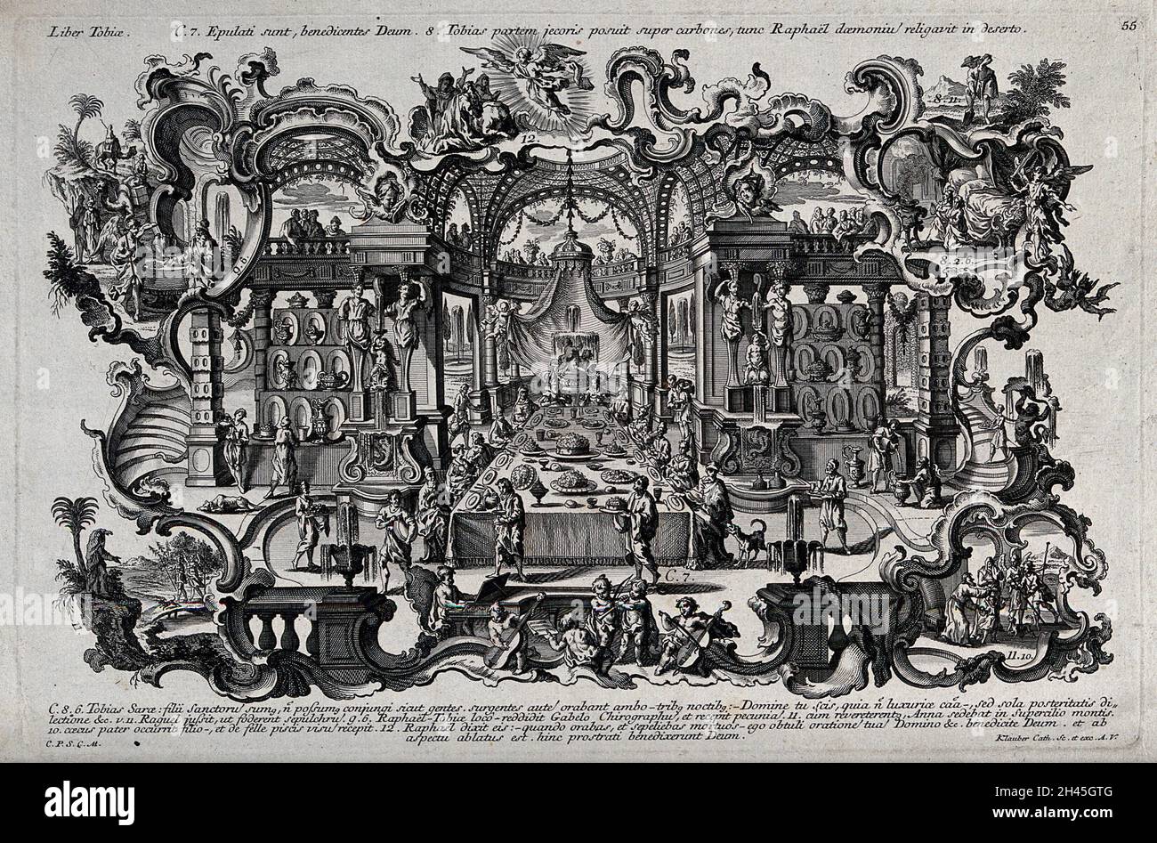 Scenes from the story of Tobit and Tobias. Etching by J. and J. Klauber ...