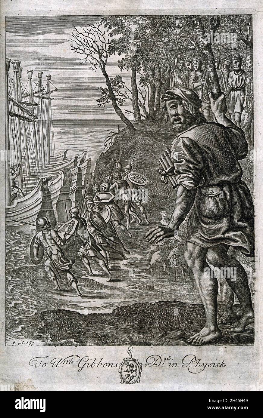 Polyphemus attacking the companions of Odysseus and their ships, or the ...