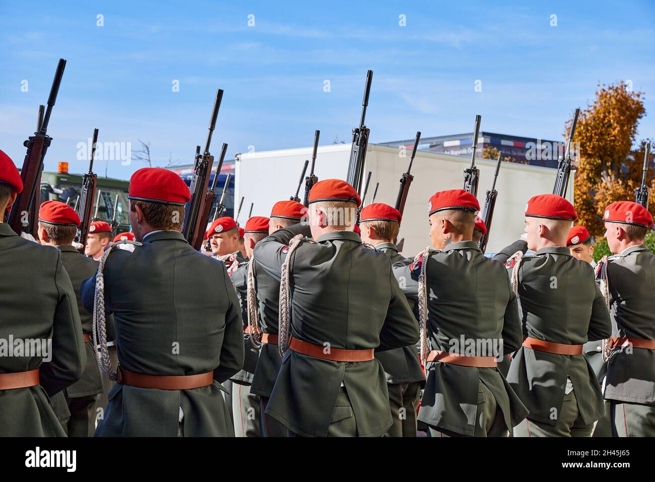 VIENNA, AUSTRIA, OCTOBER 25, 2021: Military parade with the Austrian ...
