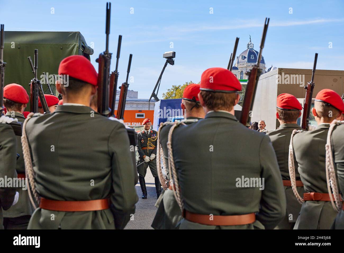 VIENNA, AUSTRIA, OCTOBER 25, 2021: Military parade with the Austrian ...