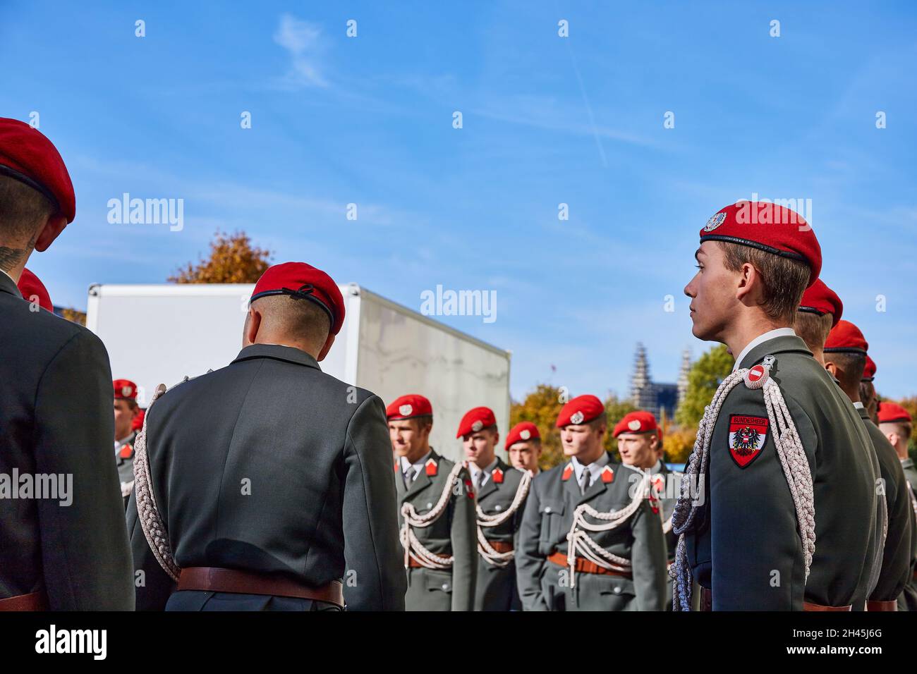 VIENNA, AUSTRIA, OCTOBER 25, 2021: Military parade with the Austrian ...