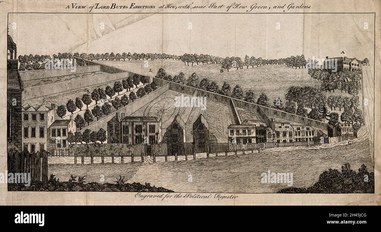 Royal Botanic Gardens, Kew, Surrey. Line engraving Stock Photo - Alamy