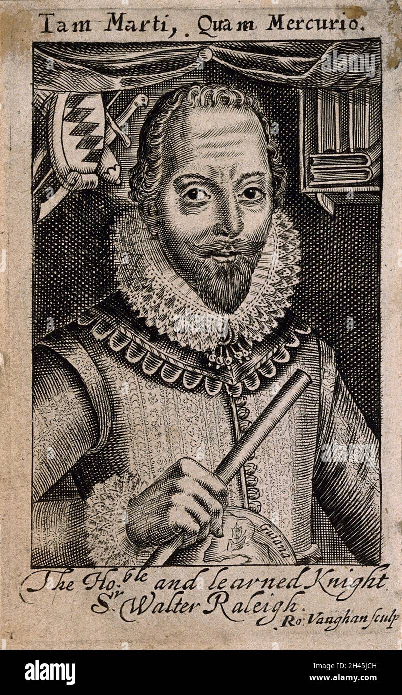 Sir Walter Raleigh. Line engraving by R. Vaughan Stock Photo - Alamy
