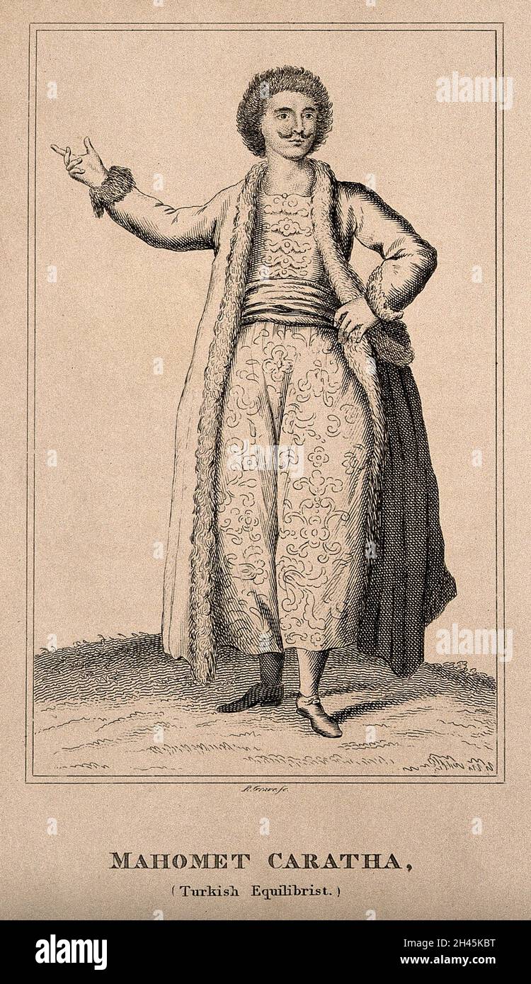 Mahomet Caratha, an acrobat. Engraving by R. Graves Stock Photo - Alamy