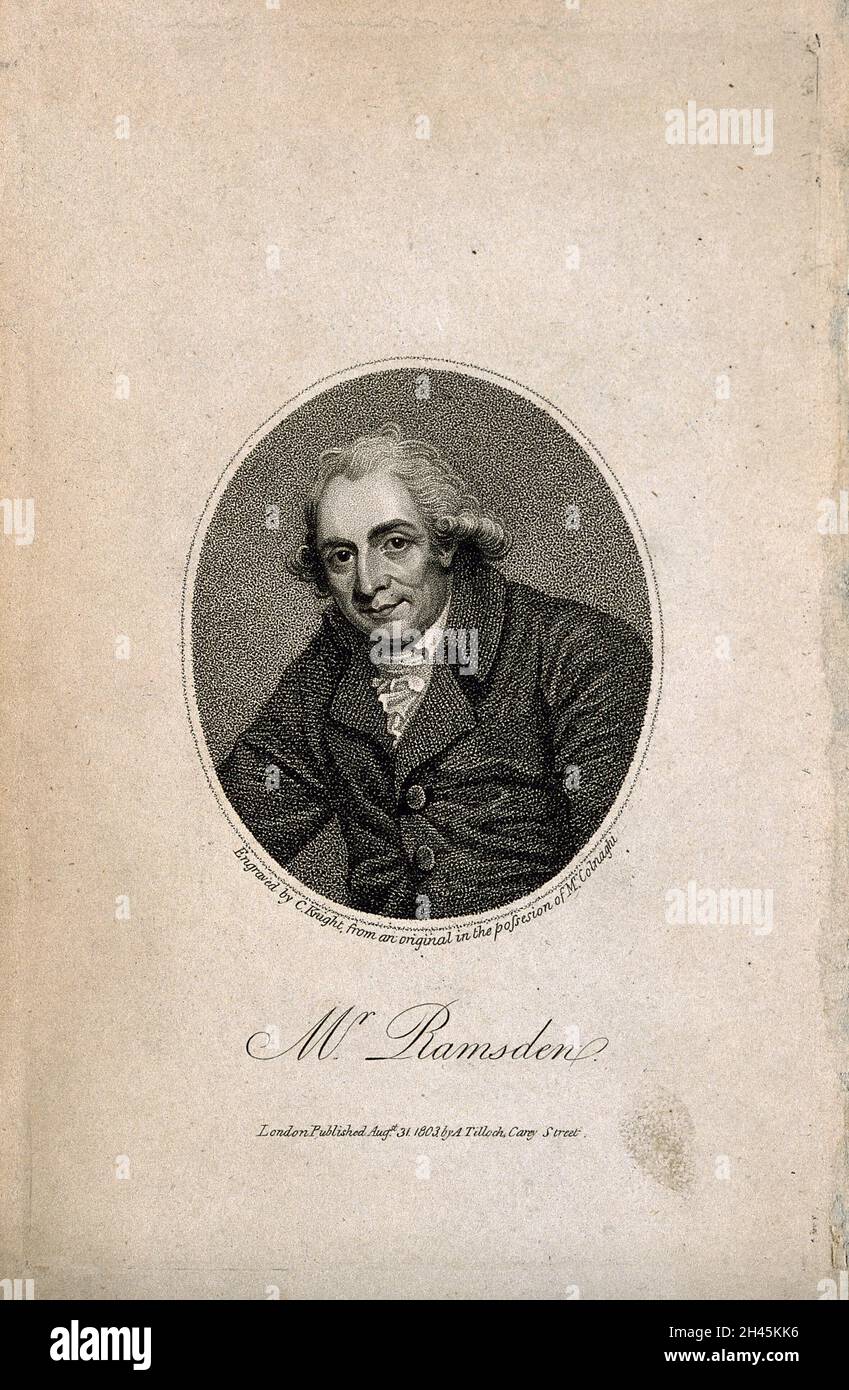 Jesse Ramsden. Stipple engraving by C. Knight, 1803, after R. Home ...
