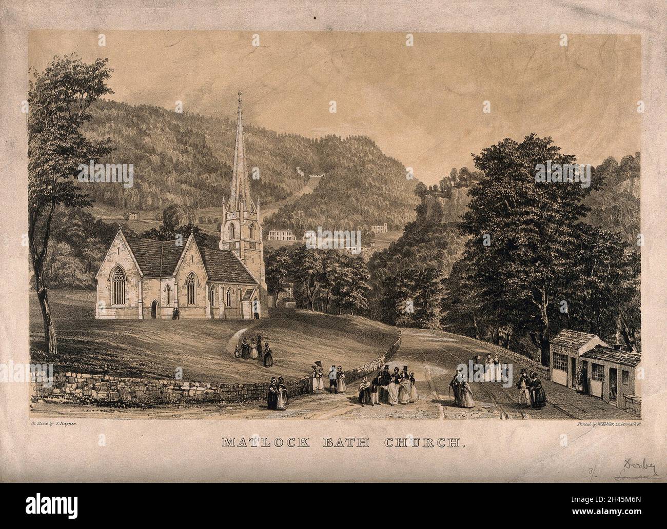 Matlock Bath Church, Derbyshire. Tinted lithograph by S. Rayner Stock ...